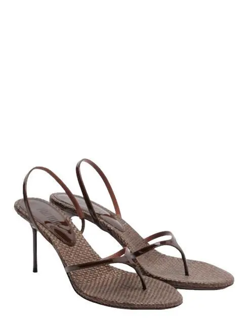 Paris Texas Lidia Patent Leather Thong Sandals - Brown