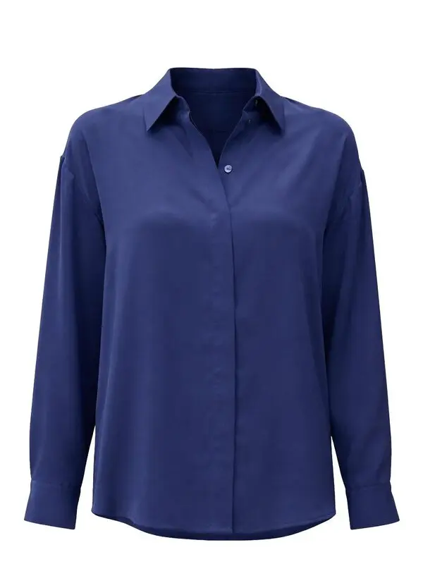 EXQUISE Alexander Long Sleeve Shirt – Navy - Blue