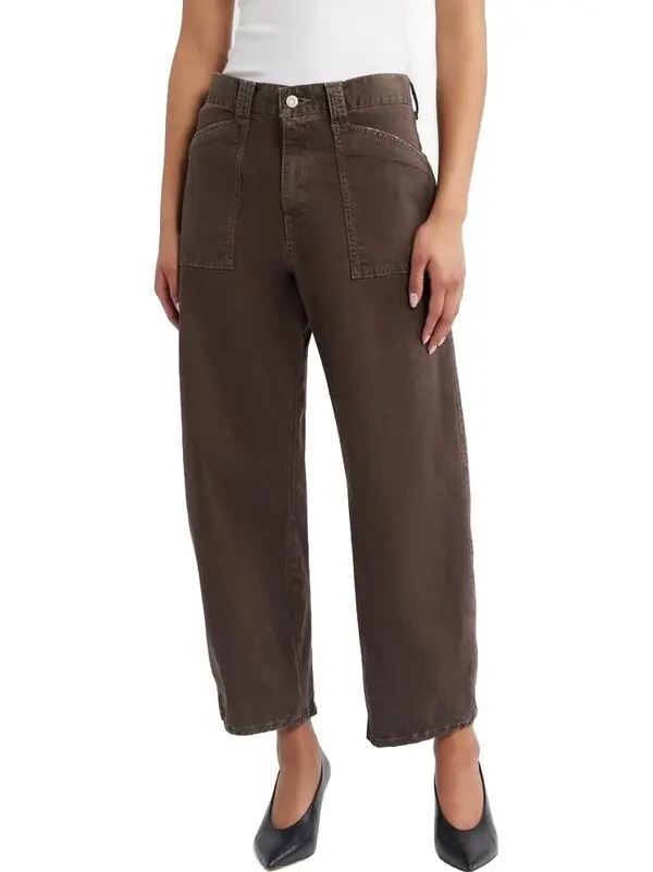 Moussy Vintage High Waist Ankle Pants - Brown