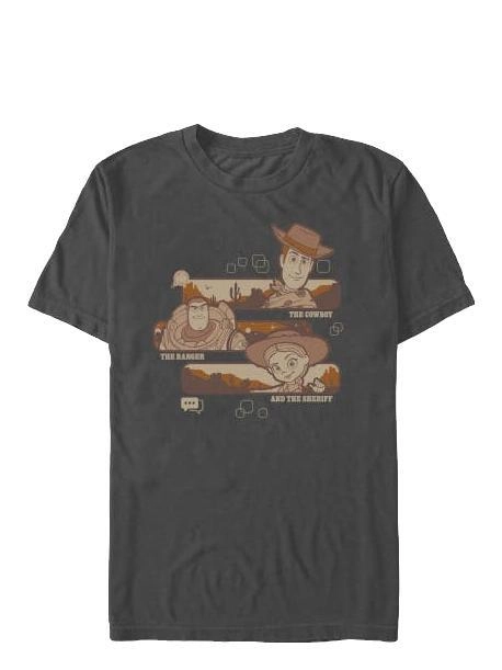 TOY STORY 5 Cowboy Ranger And Sheriff Short Sleeve Graphic T-shirt - Charcoal