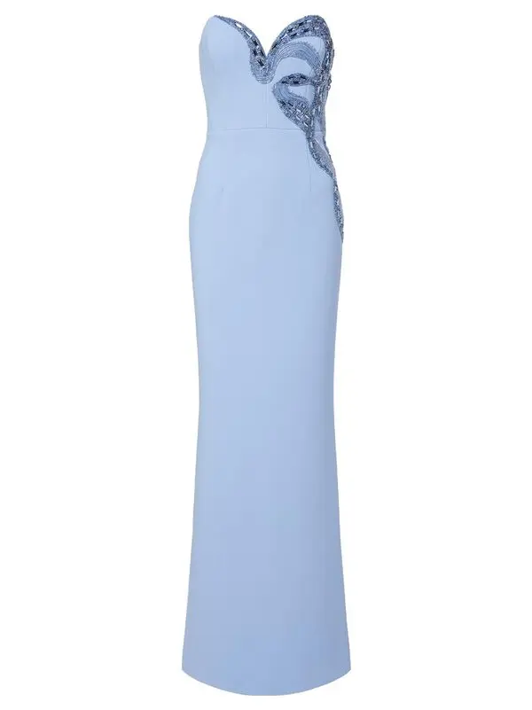 Rebecca Vallance Ayli̇n Embellished Crepe Bustier Gown - Blue