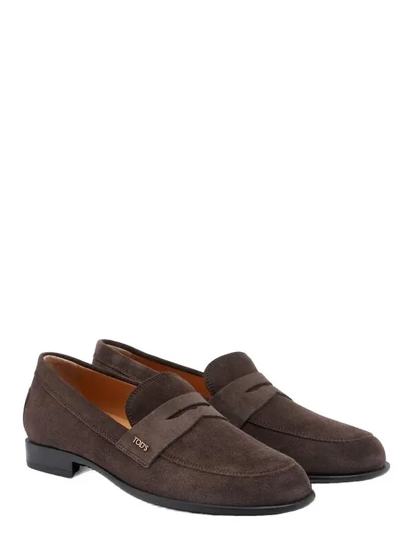 TOD'S Suede Penny Loafers - Brown