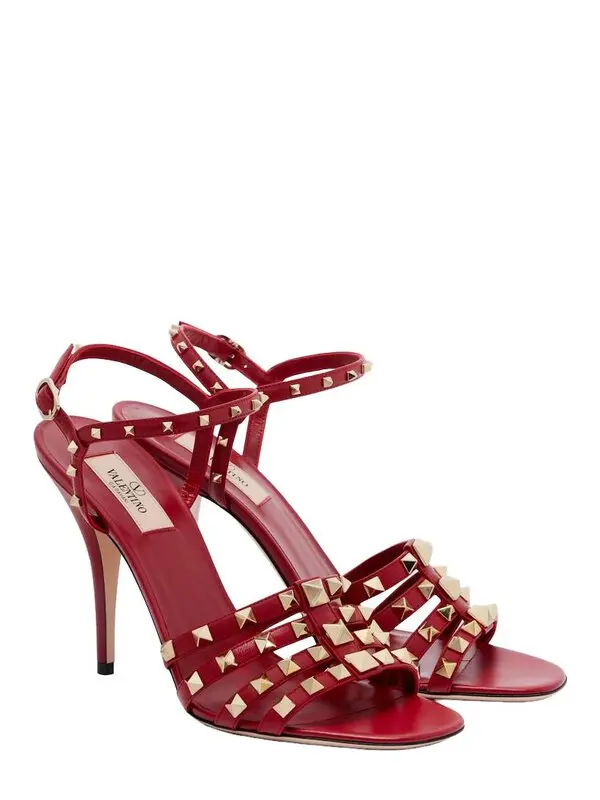 Valentino Garavani Rockstud Leather Sandals - Red