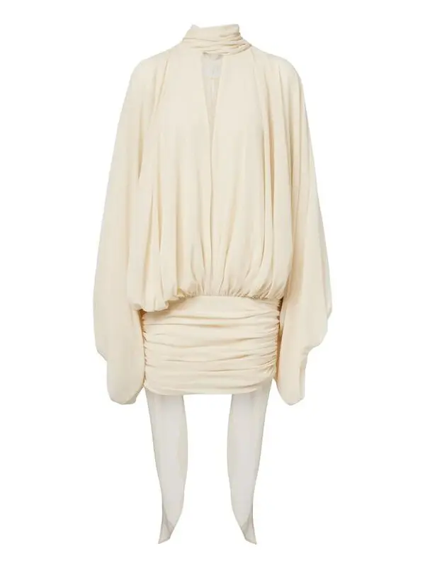 DE LA VALI Maite Chiffon Mini Dress - White