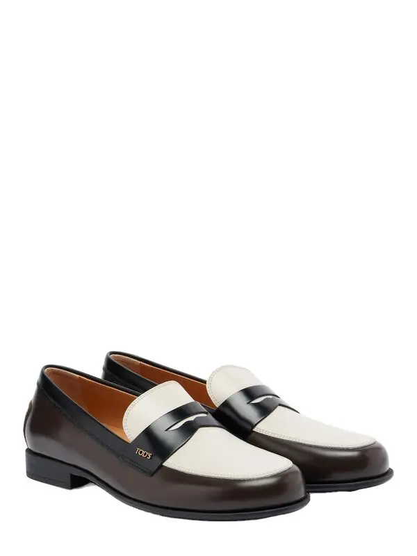 TOD'S Leather Penny Loafers - Black