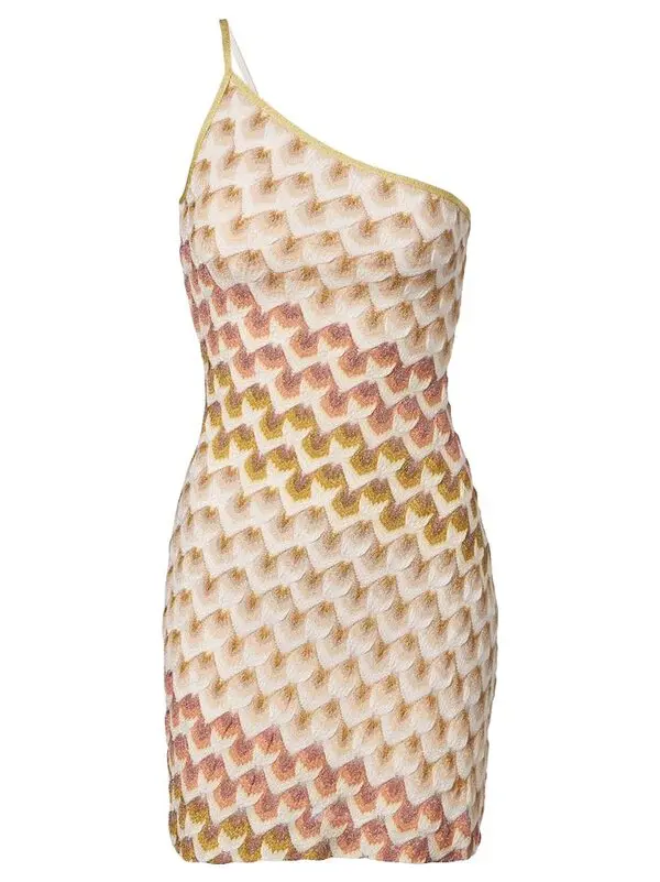 Missoni One-shoulder Lamé Minidress - Beige
