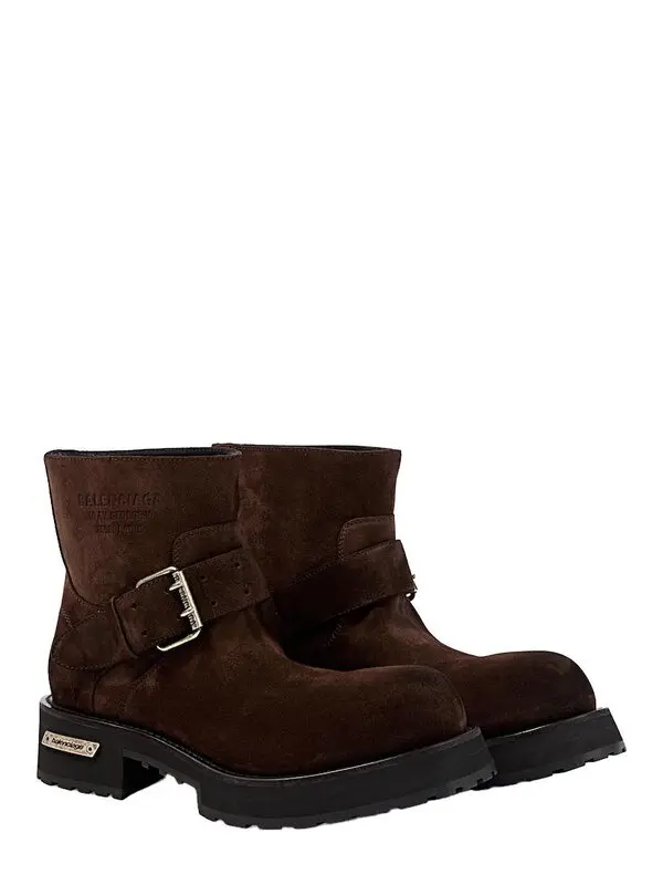 Balenciaga Suede Biker Boots - Brown