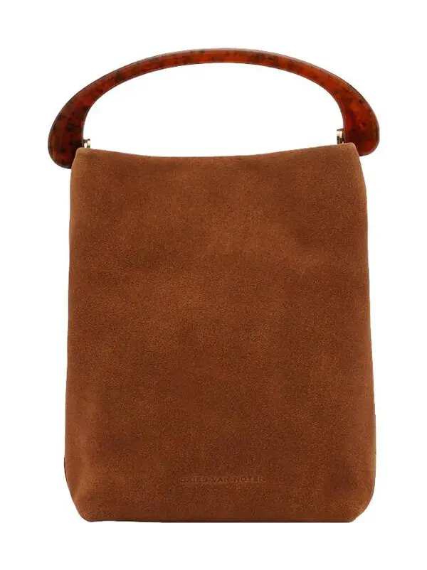 Dries Van Noten Suede Top Handle Bag - Brown