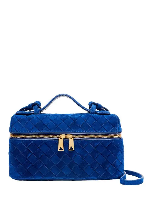 Bottega Veneta Bang Bang Intrecciato Suede Vanity Bag - Blue
