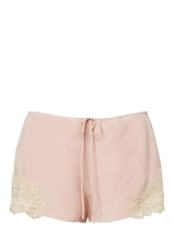 DE LA VALI Elia Lace-trimmed Crêpe De Chine Shorts - Pink