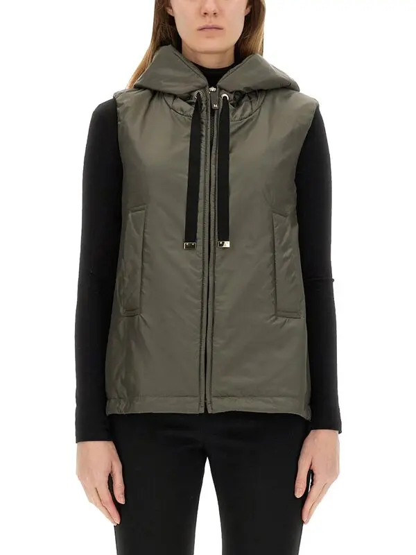 Max Mara Sleeveless Hooded Vest - Gray