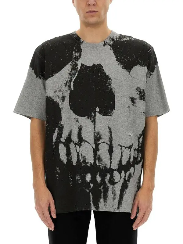 Alexander McQueen Skull Print T-shirt - Gray