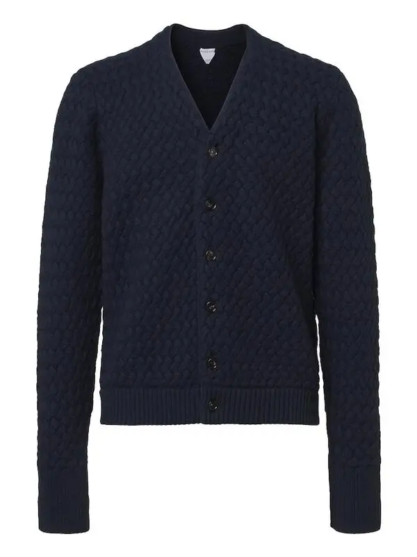 Bottega Veneta Intrecciato Wool Cardigan - Blue