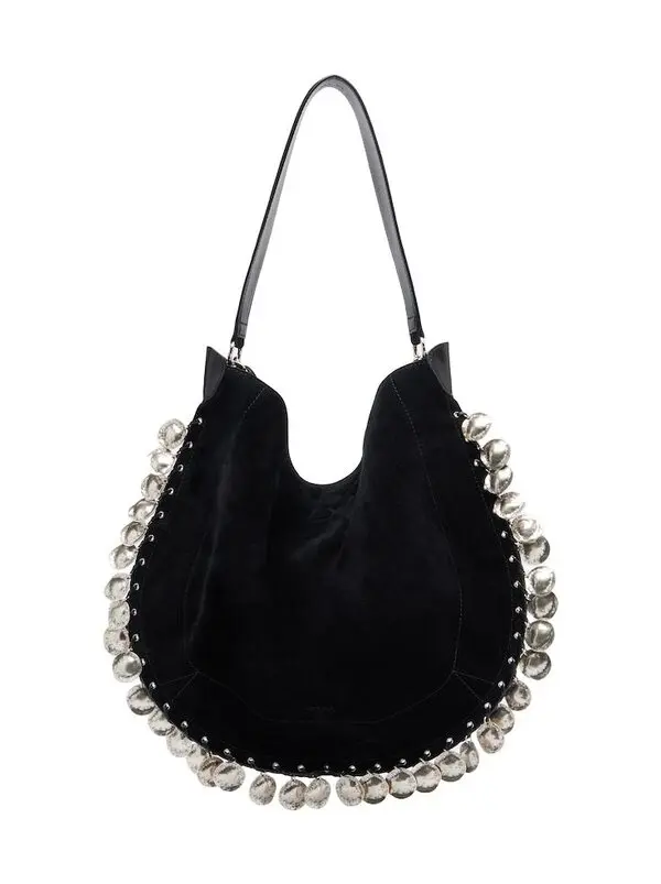 Isabel Marant Étoile Oskan Soft Suede Crossbody Bag With Studded Embellishments - Black