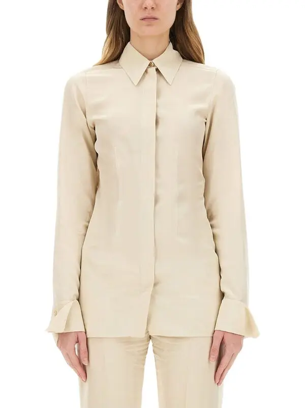 Sportmax Slim Fit Viscose Shirt - Cream