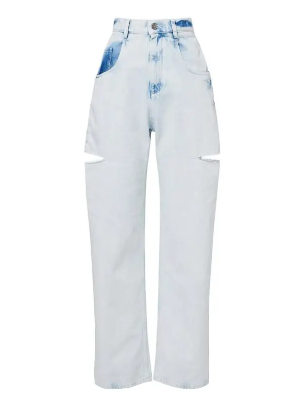 MAISON MARGIELA Cutout Barrel-leg Jeans In Bleached Indigo - Blue