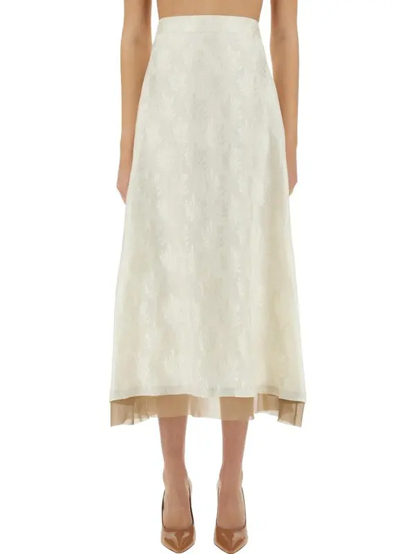 Fendi Ff Silk Skirt - Cream