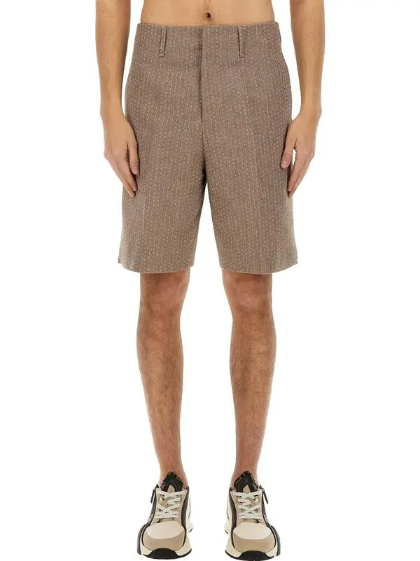 Fendi Jacquard Virgin Wool Bermuda Shorts - Cream