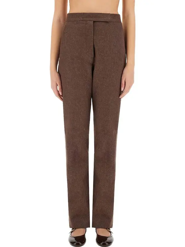 Max Mara Galicia Straight Fit Cotton Trousers - Brown