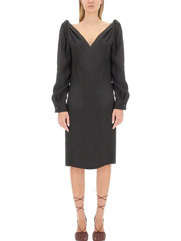 Bottega Veneta Viscose Midi Dress - Black
