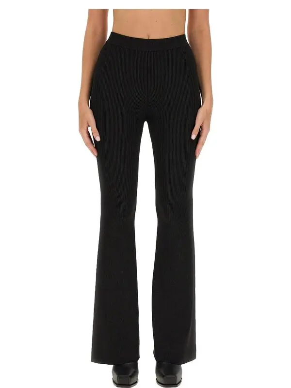 Stella McCartney Wide Leg Ribbed Pants - Black