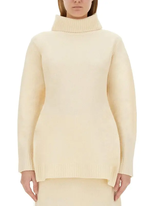 JIL SANDER Wool Turtleneck Shirt - Cream