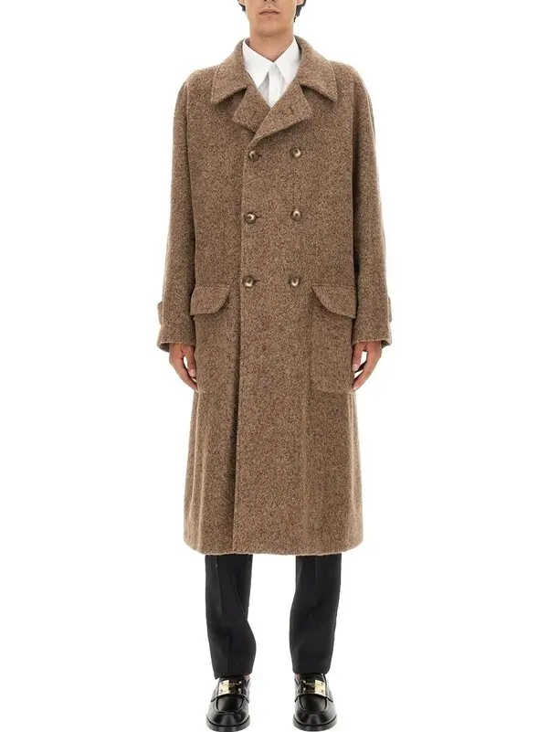 Dolce & Gabbana Double-breasted Wool Blend Coat - Brown