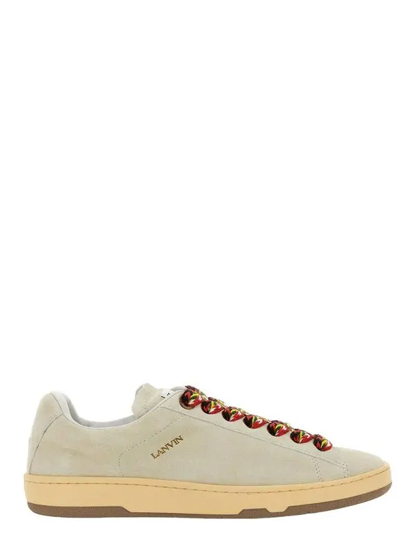 LANVIN Sneaker Cube" Leather Lace-up Sneakers - White