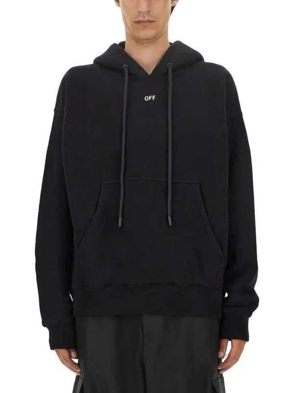 Off-White Oversized Cotton Hoodie With Logo Detail - Black