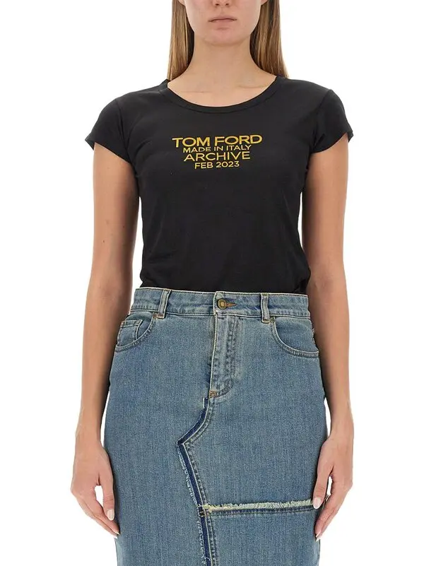 TOM FORD Slim Fit Logo T-shirt - Black