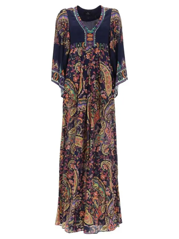 Etro Long Dress With Paisley Print - Multicolor