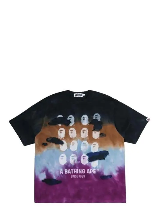 A BATHING APE Camo Tie Dye Destroyed Logo Relaxed Fit T-shirt - Multicolor