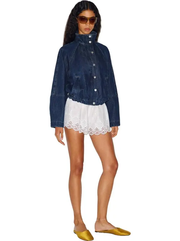 REFORMATION Corey Denim Bomber Jacket - Blue