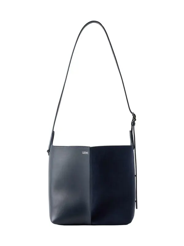 Loewe Bilbao Leather And Suede Tote - Navy