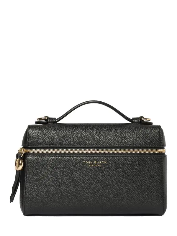Tory Burch Romy Mini Handbag In Pebbled Leather - Black
