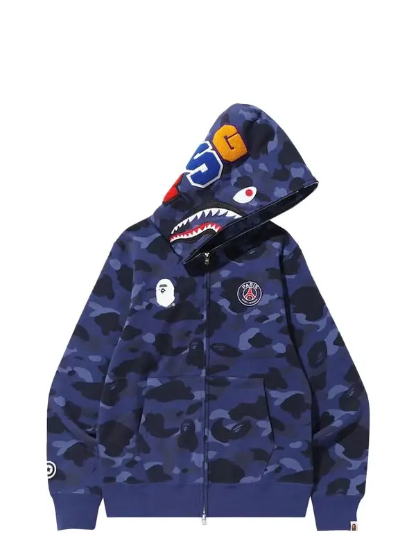 A BATHING APE X Psg Shark Full Zip Hoodie - Blue