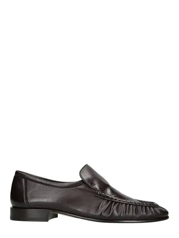 THE ROW Soft Moccasin Two Leather Loafers - Brown