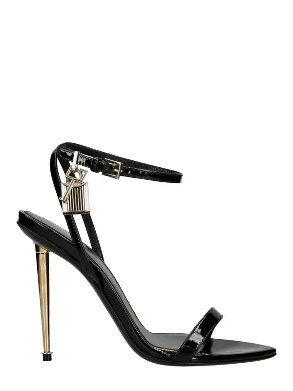 TOM FORD Patent Leather Padlock Stiletto Sandals 105 - Black