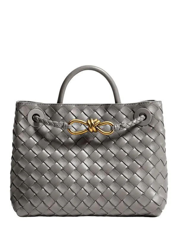 Bottega Veneta Nappa Leather Andiamo Shoulder Bag - Grey