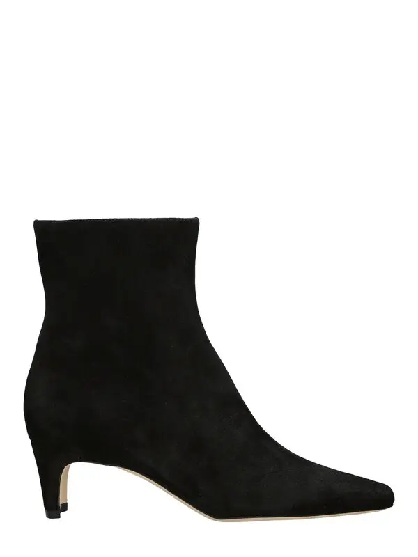 Staud Suede Wally Heeled Ankle Boots - Black