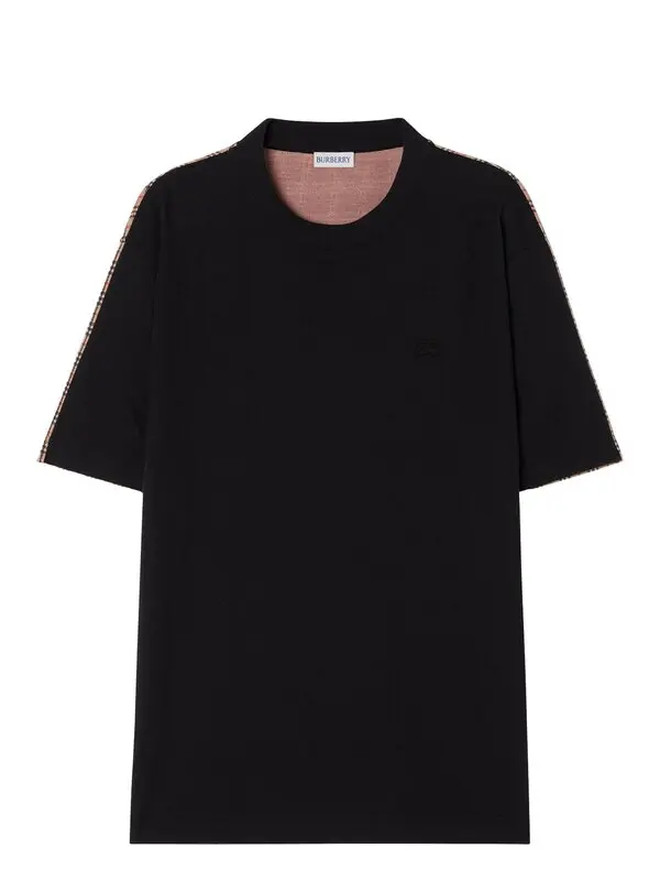 Burberry Cotton Check Back T-shirt - Black