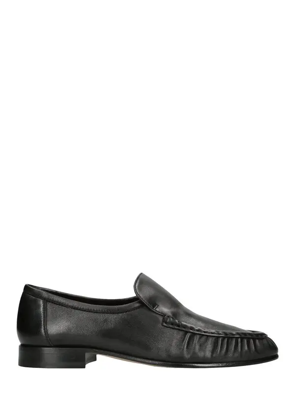 THE ROW Soft Moccasin Two Leather Loafers - Black