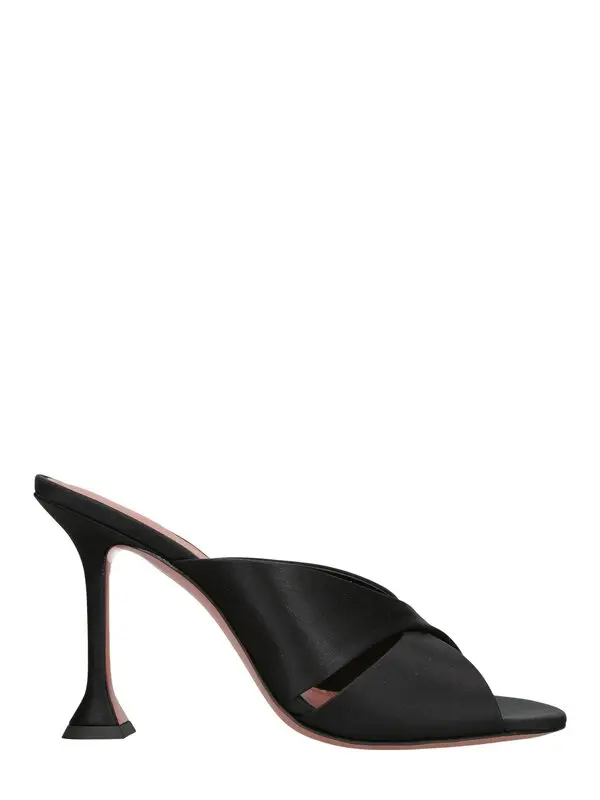 Amina Muaddi Embossed Satin Salma Heeled Mules 95 - Black