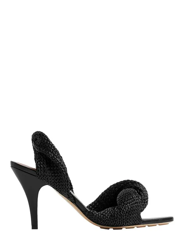 Bottega Veneta Lambskin Woven Grace Slingback Sandals - Black