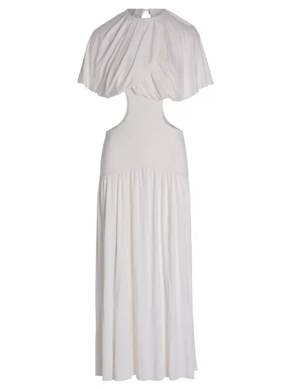 CONCEPTO Solea Midi Dress With Cape Effect - White