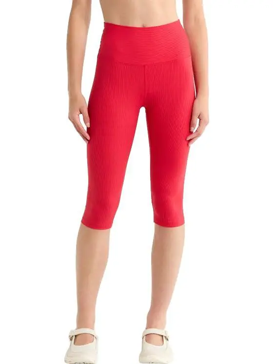 Year Of Ours Ribbed High Waist Capri Leggings - Cherry