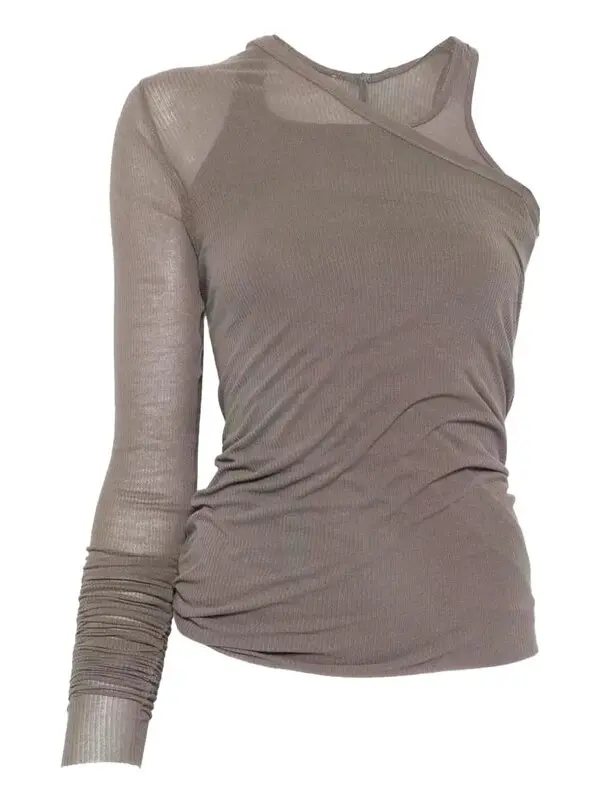 Rick Owens Asymmetric Ribbed Knit Top - Grey