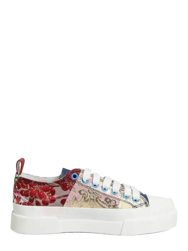 Dolce & Gabbana Patchwork Brocade Sneakers - Red