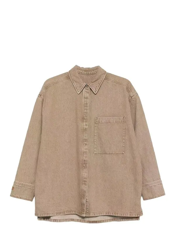 BY MALENE BIRGER Logo Embroidered Denim Shirt - Neutrals