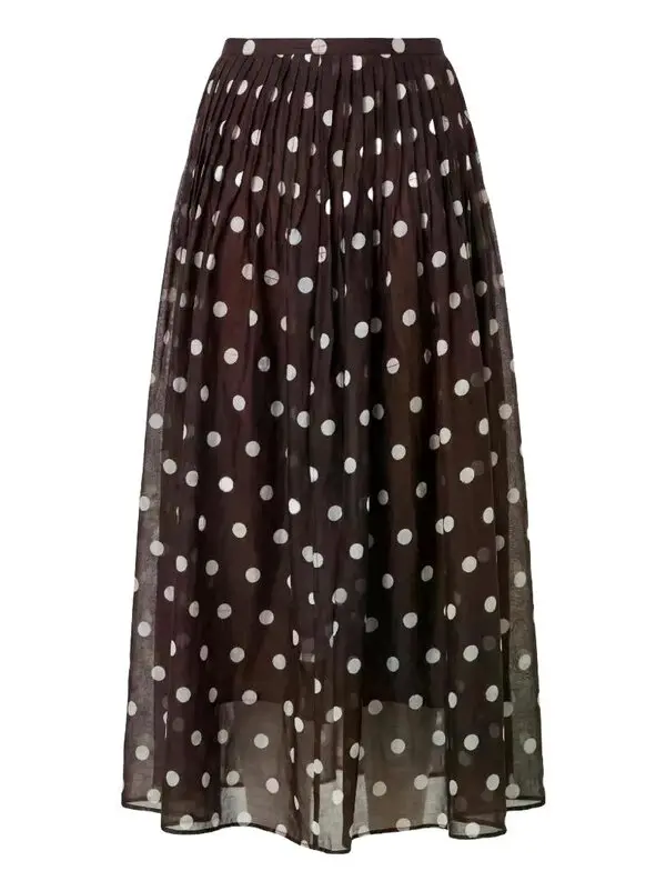 NICHOLAS Marit Polka-dot Midi Skirt - Brown